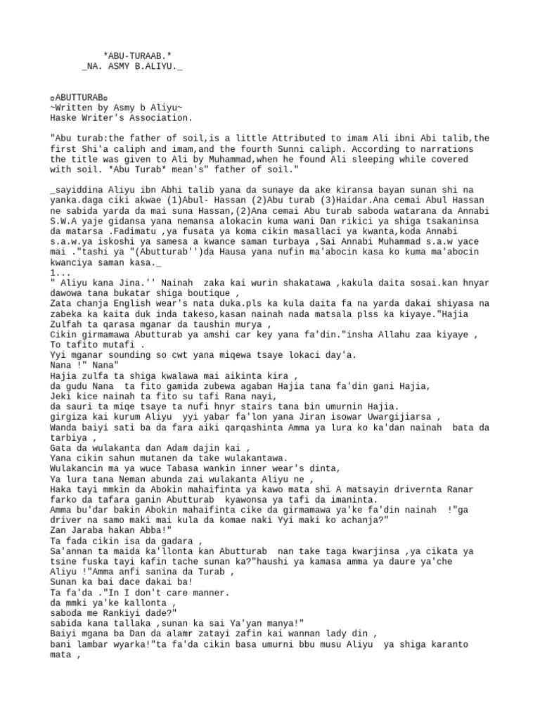 Abu-Turaab (1-End) - Na Asmy B.aliyu-1-1 | PDF