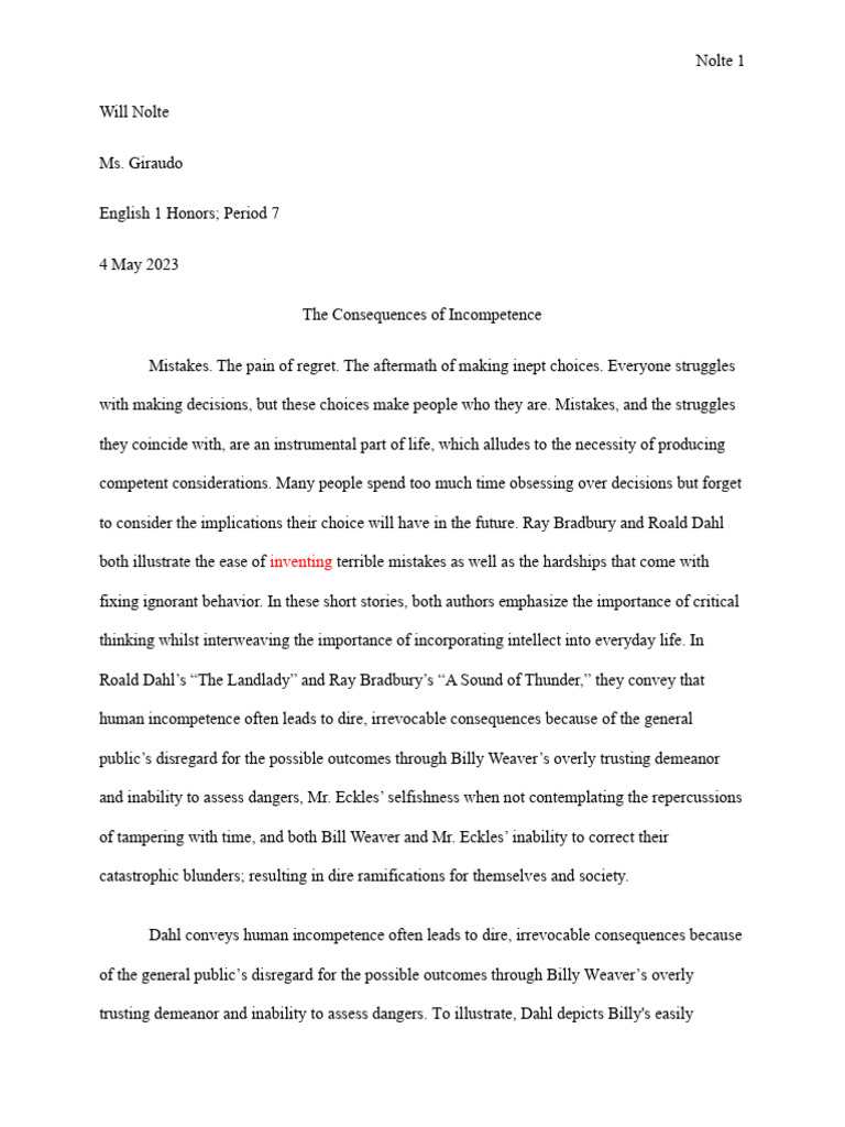 Short Story Essay Final CORRECTED-1 | PDF