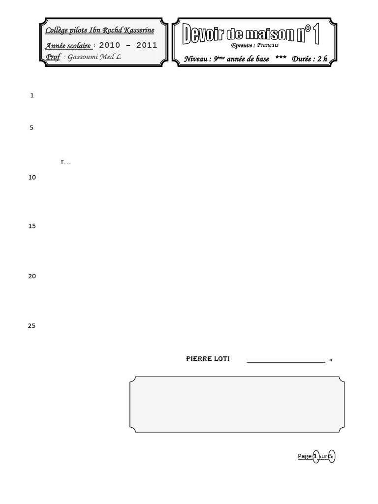 Devoir de Synthese1 9eme | PDF