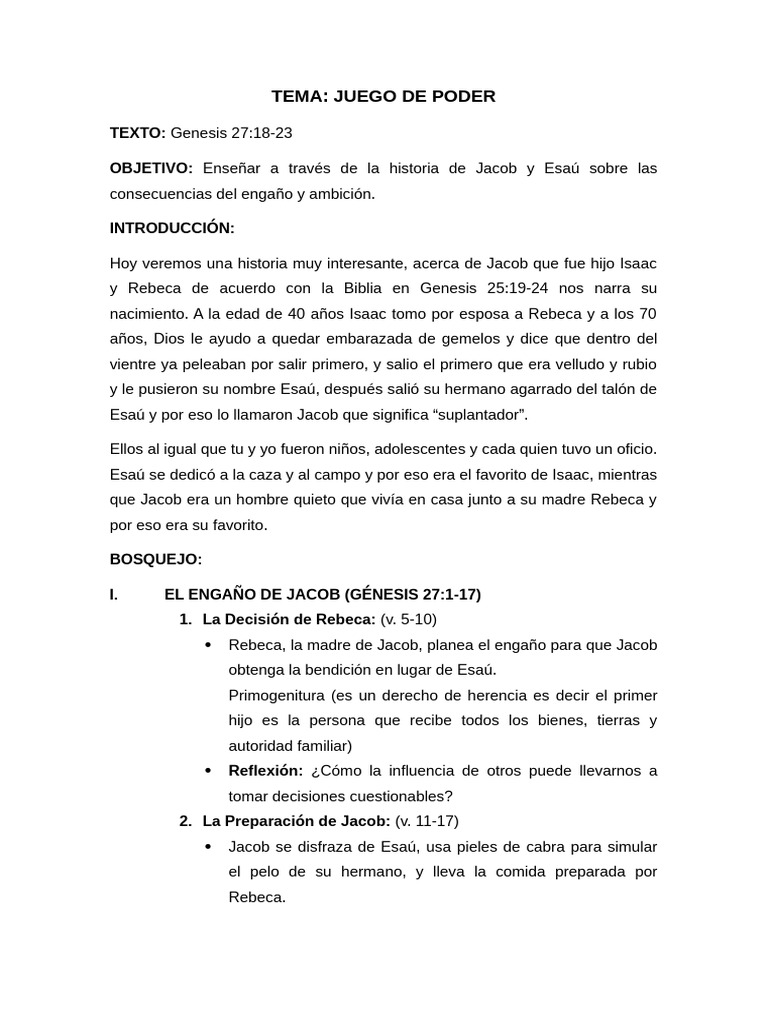 El Engaño de Jacob y sus Consecuencias | PDF | Jacob | Isaac