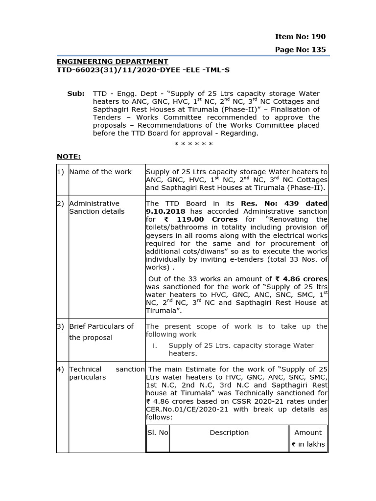 Engineering Department TTD-66023 (31) /11/2020-DYEE - ELE - TML-S | PDF