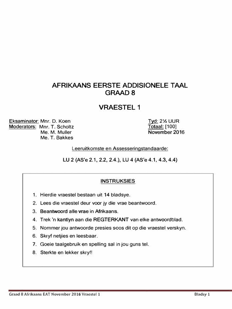 Afrikaans FAL 2016 | PDF