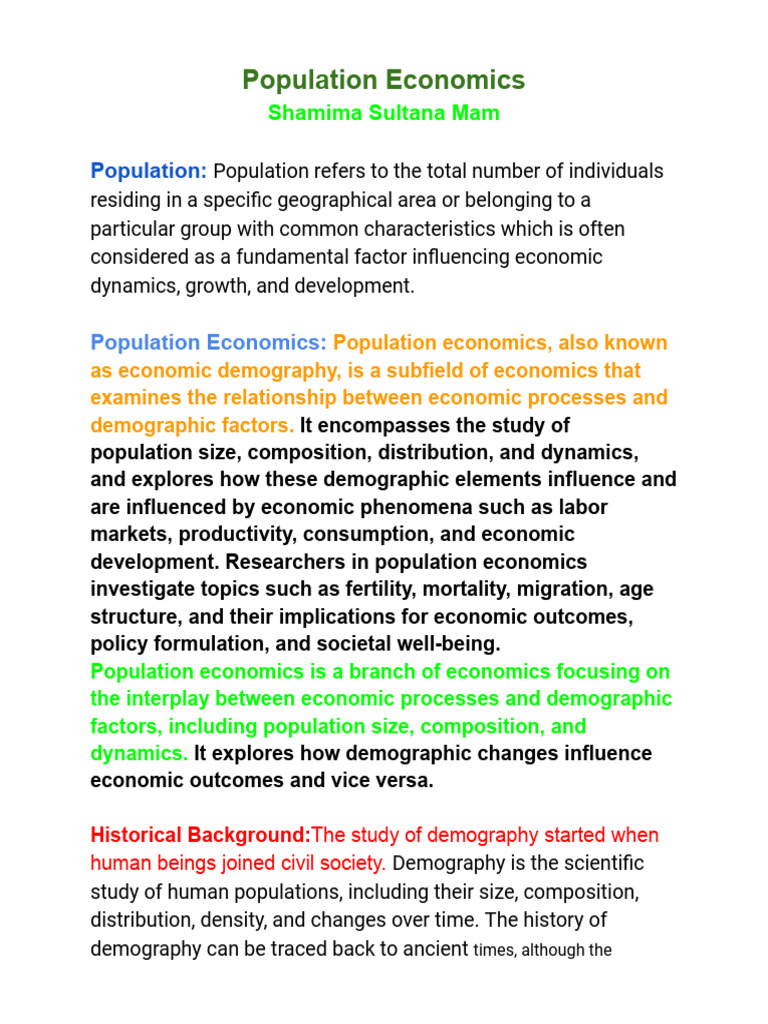 Population Economics | PDF