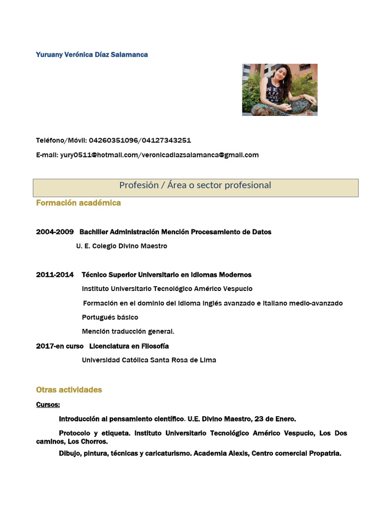 CV Actual Verónica Díaz Salamanca CV | PDF