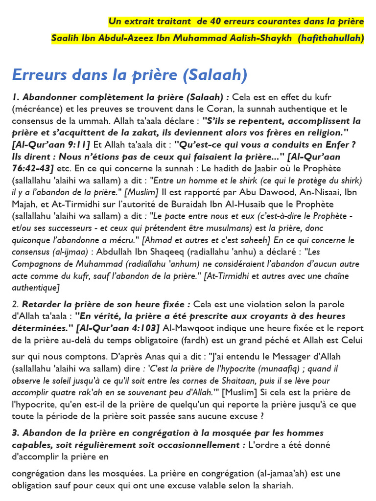 40 Erreurs Dans La Priere | PDF