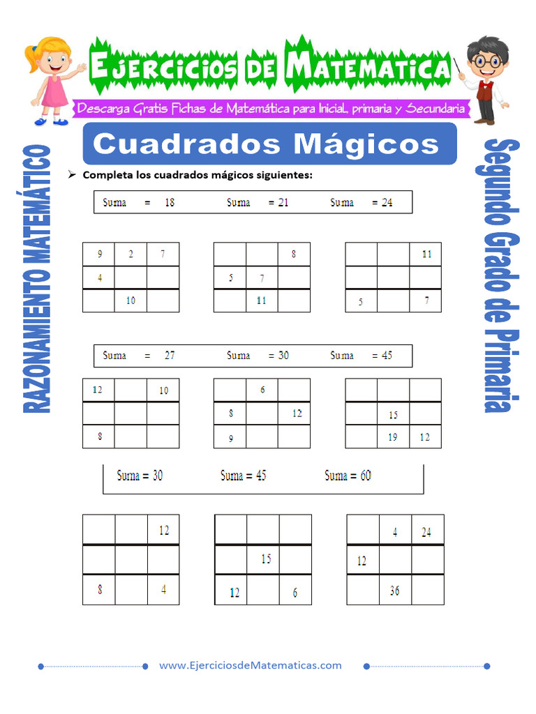 Cuadrados Magicos para Segundo de Primaria | PDF
