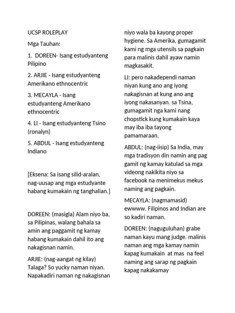 Ucsp Roleplay | PDF