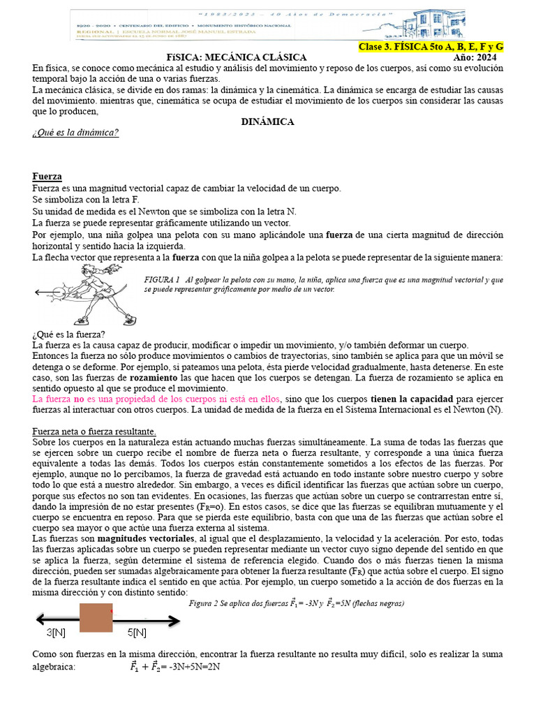 FÍSICA 5TO - AÑO.cLase3 .Dinamica | PDF