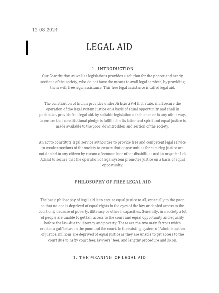 Understanding Legal Aid in India | PDF | Legal Aid | Law