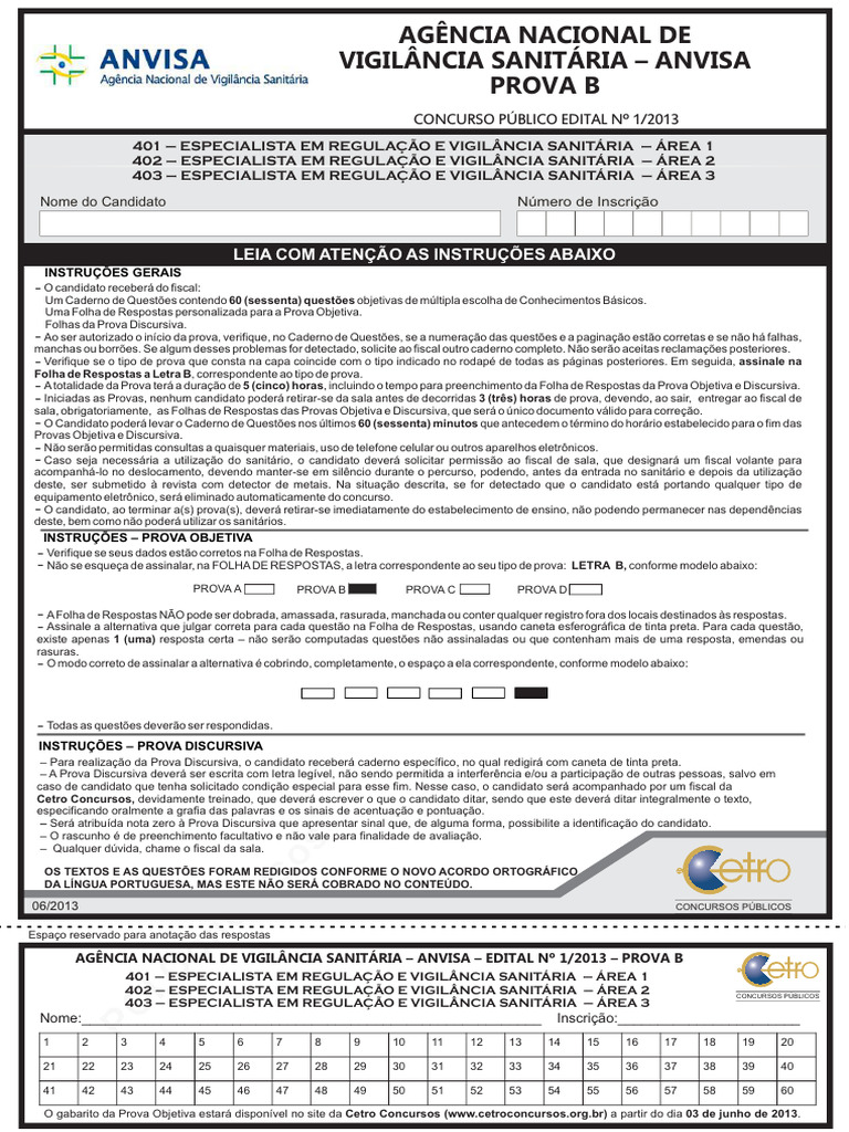 401 402 e 403 Conhec Basicos Prova B | PDF