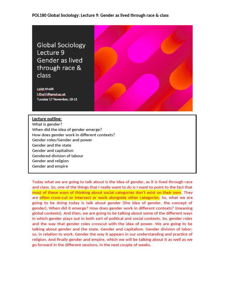 Gender As Lived Through Race & Class | PDF | Gender | Philosophy