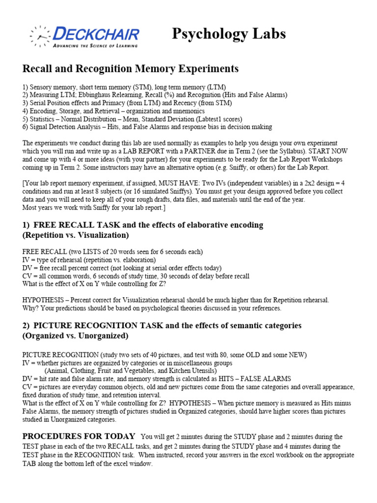 Recall and Recognition Memory | PDF Recall and Recognition Memory | PDF