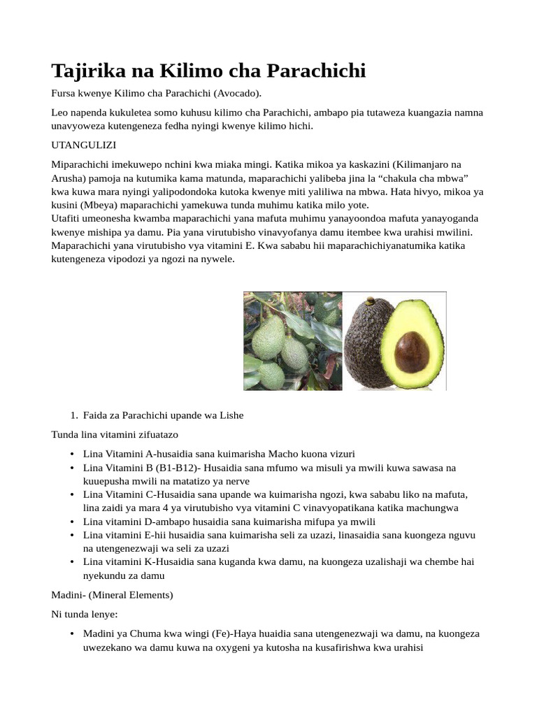 Kilimo Cha Parachichi | PDF