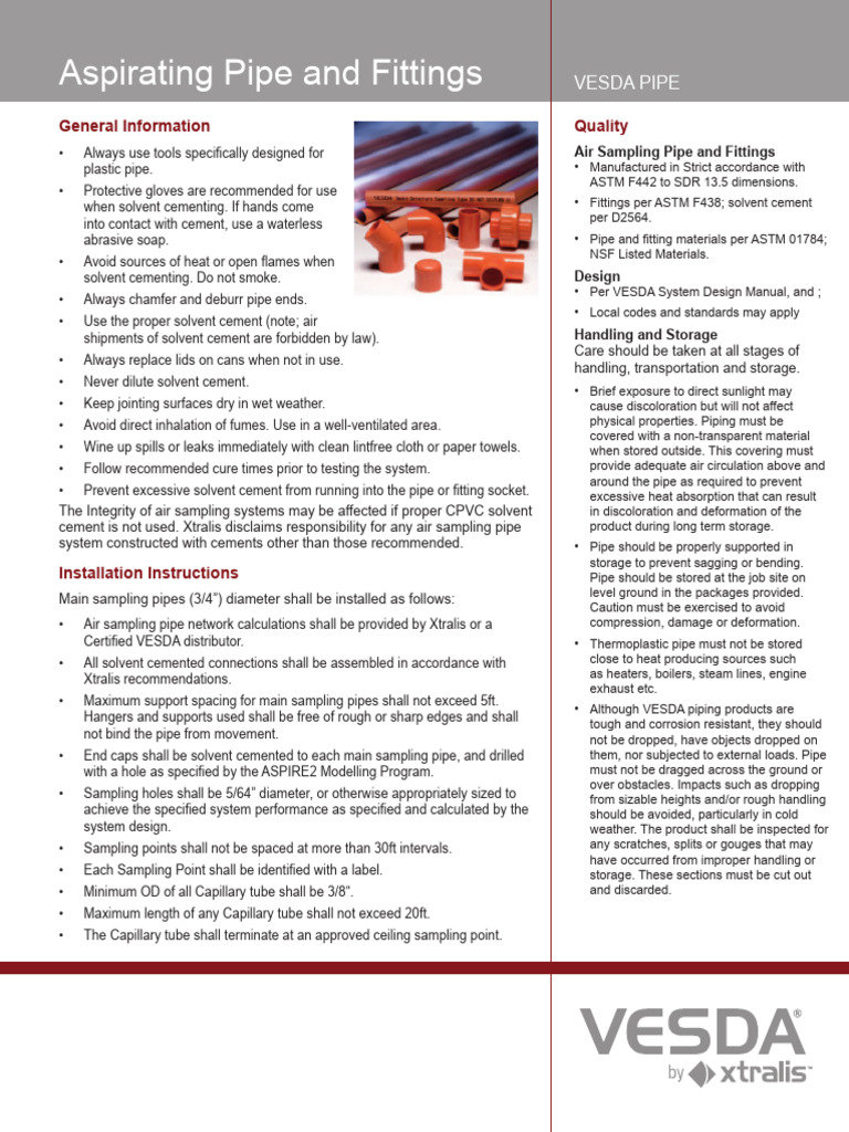 01 Aspirating Pipe and Fittings Installation Instructions AQ Lores | PDF