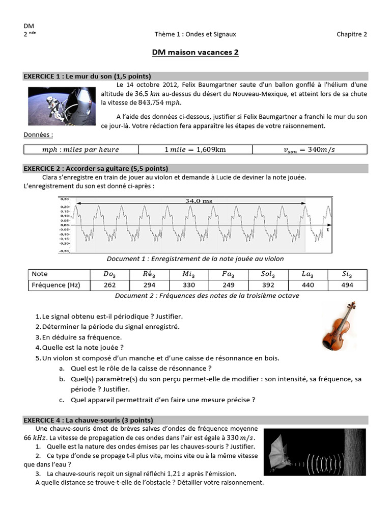 DM2 - Ondes Sonores | PDF