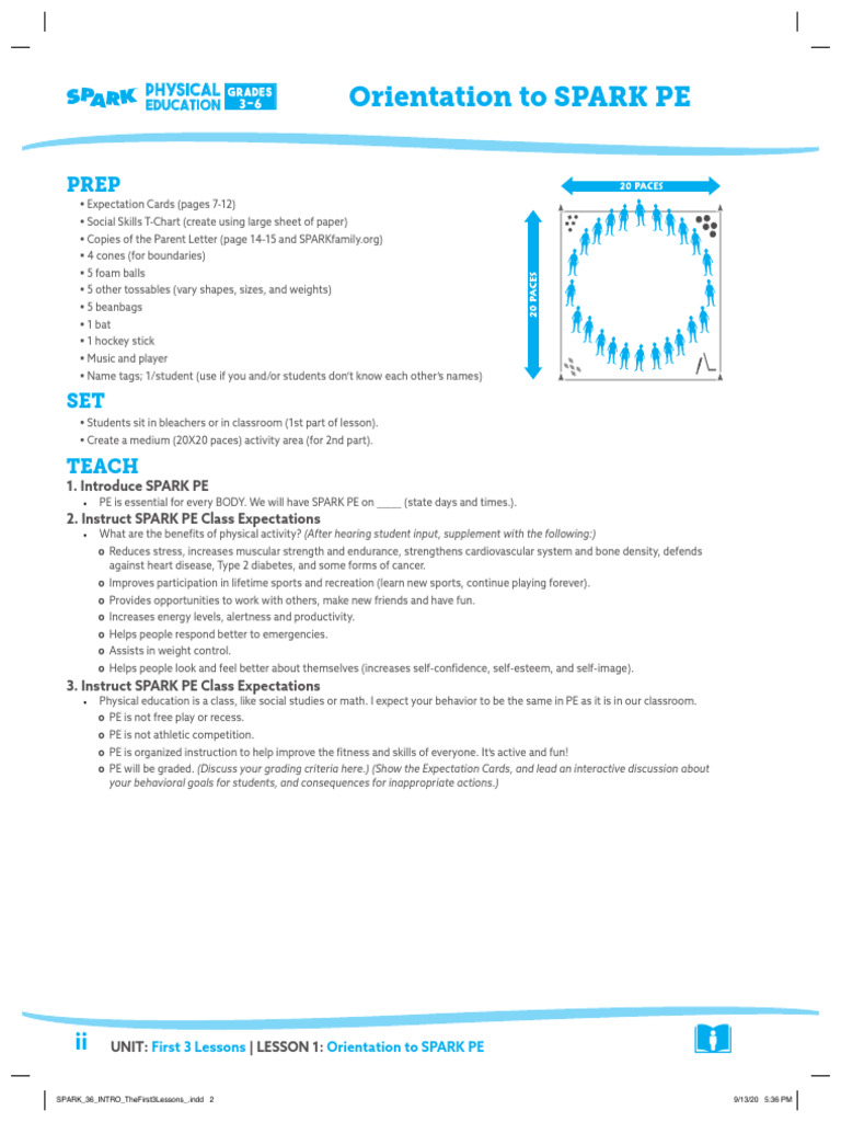 02 Lesson 1 Orientation To SPARK PE | PDF | Physical Education | Psychology