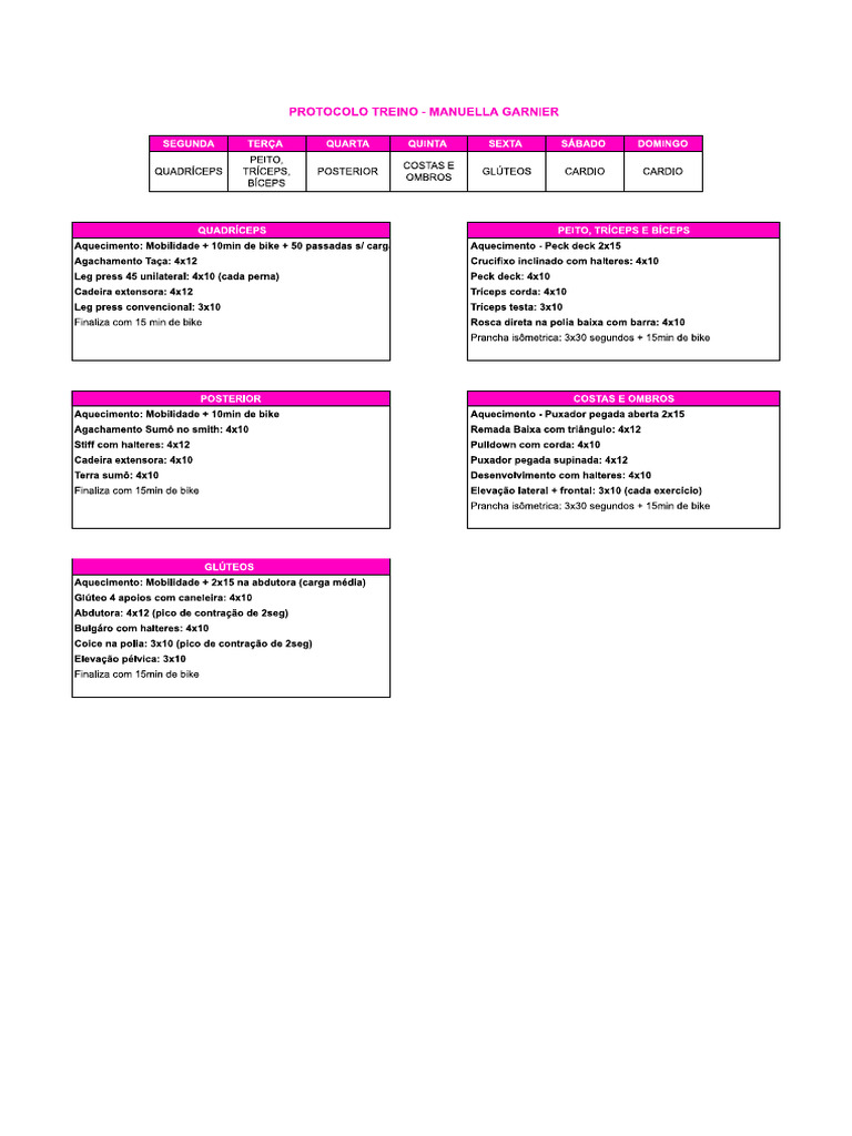 Protocolo Treino 2 - Manuella Garnier 31.07.24 | PDF