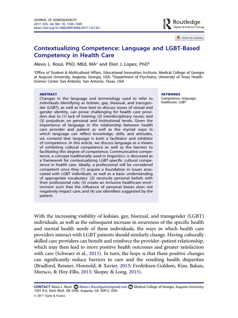 Contextualizing Competence: Language and LGBT-Based Competency in ...