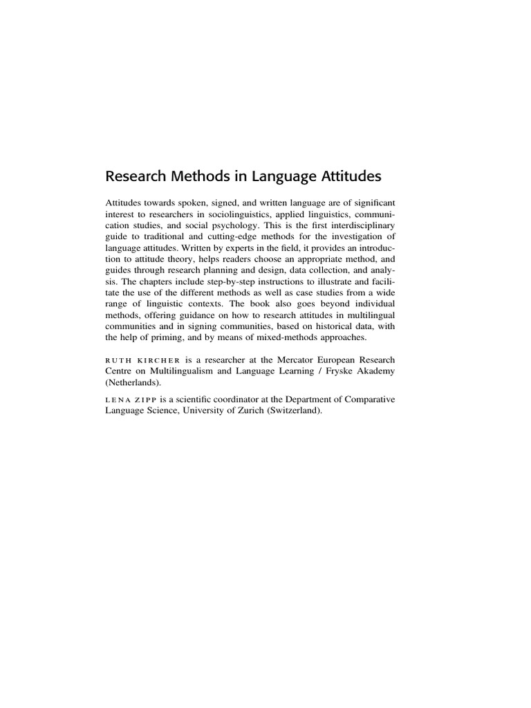 Research Methods in Language Attitudes | PDF