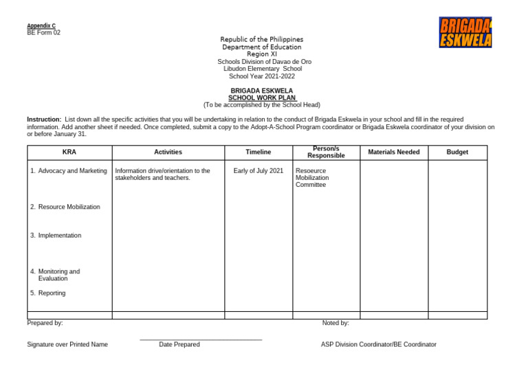 Appendix C.BE Form 02 | PDF