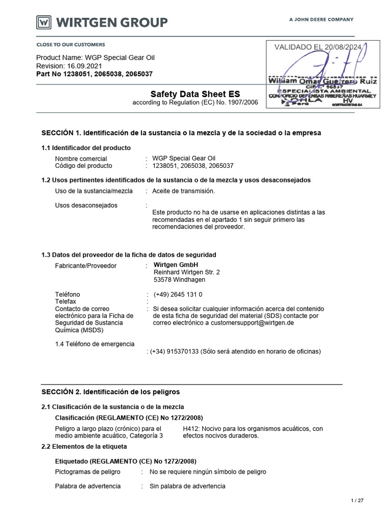 MSDS - Special Gear Oil | PDF