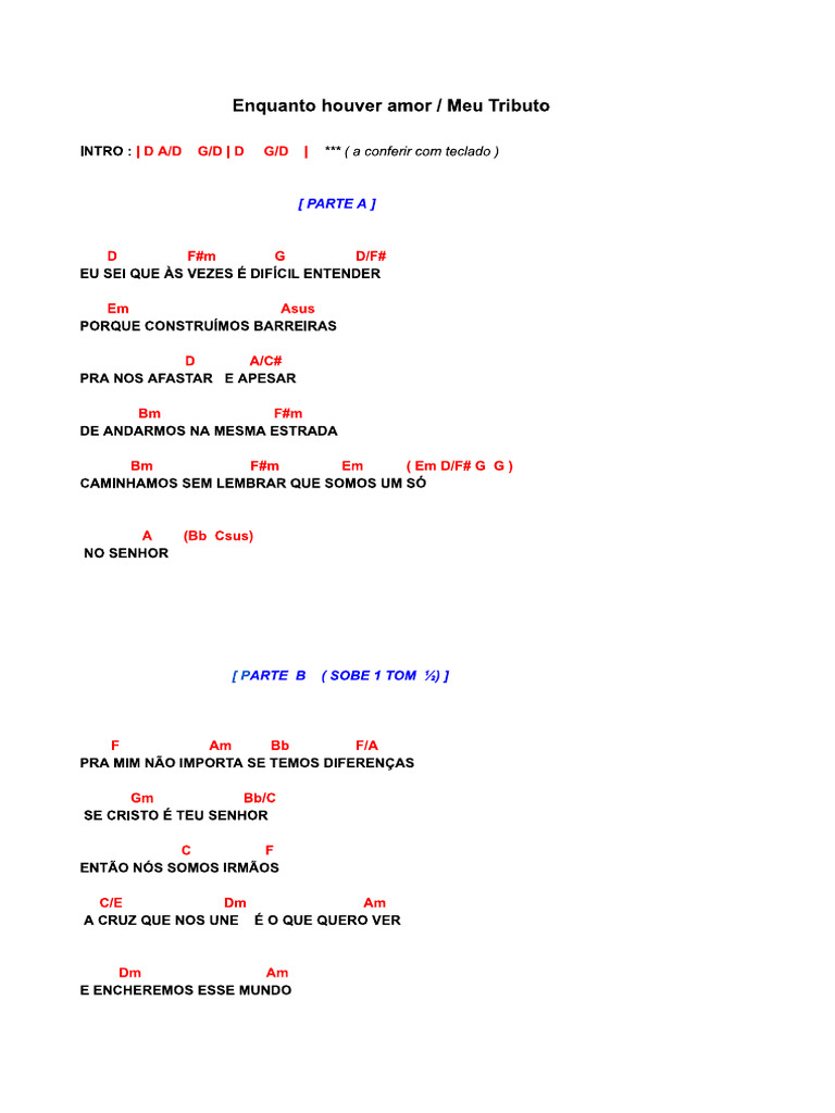 Enquanto Houver Amor - Meu Tributo | PDF