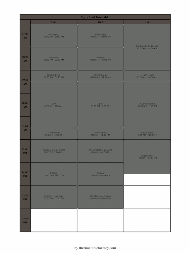 Timetable | PDF