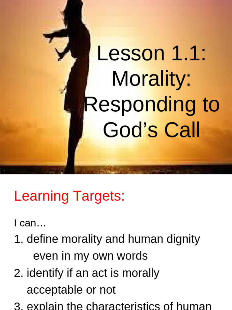 Lesson 1.1 Morality SY 2024 | PDF