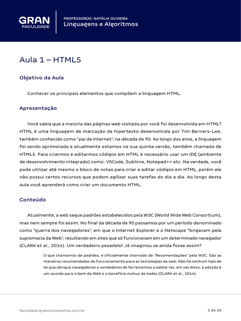 Apostila - HTML5 | PDF
