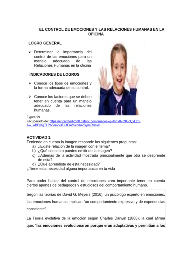 11 El Control De Emociones Y La Inteligencia Emocional Pdf Las