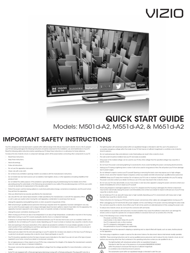 Vizio 501d-A2R QuickStart Guide | PDF