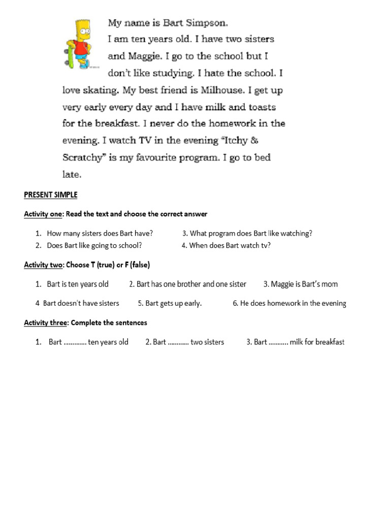 Present Simple-Bart Simpson | PDF