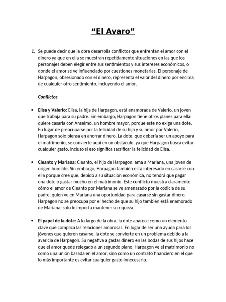 El AVARO. Moliere | PDF