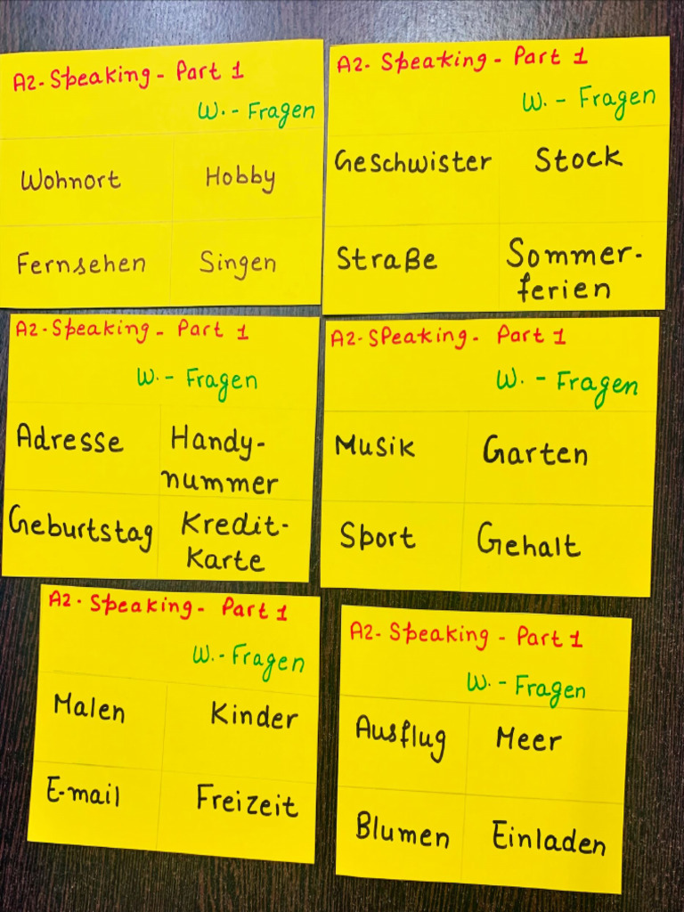 A2 Speaking - Part 1 W.Fragen | PDF