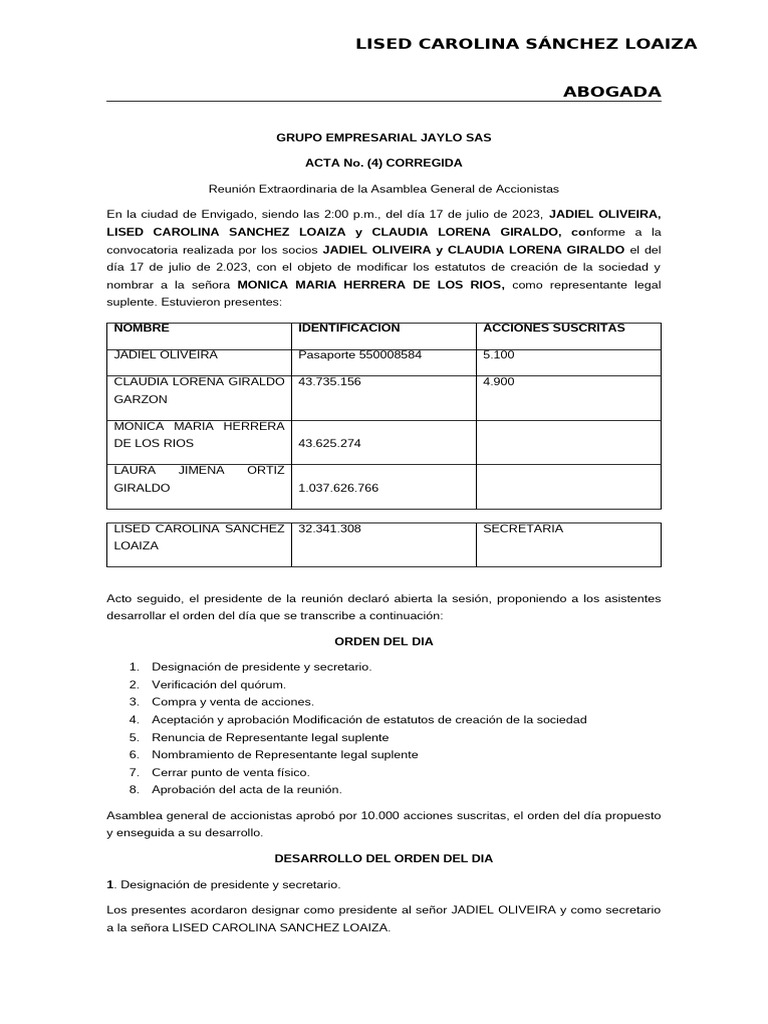 Acta # 4 Corregida | PDF