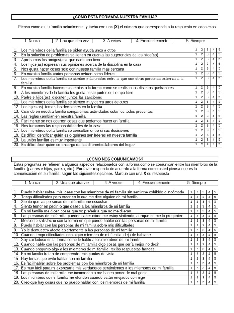 Instrumentos de evaluación del funcionamiento familiar | PDF
