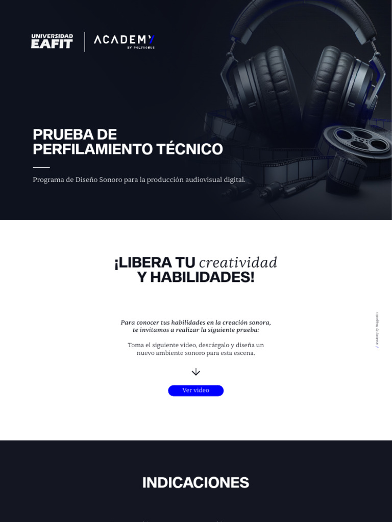 ACADEMYB2C - PruebaPerfilamiento - DiseñoSonoro - V1 (1) Eafit | PDF