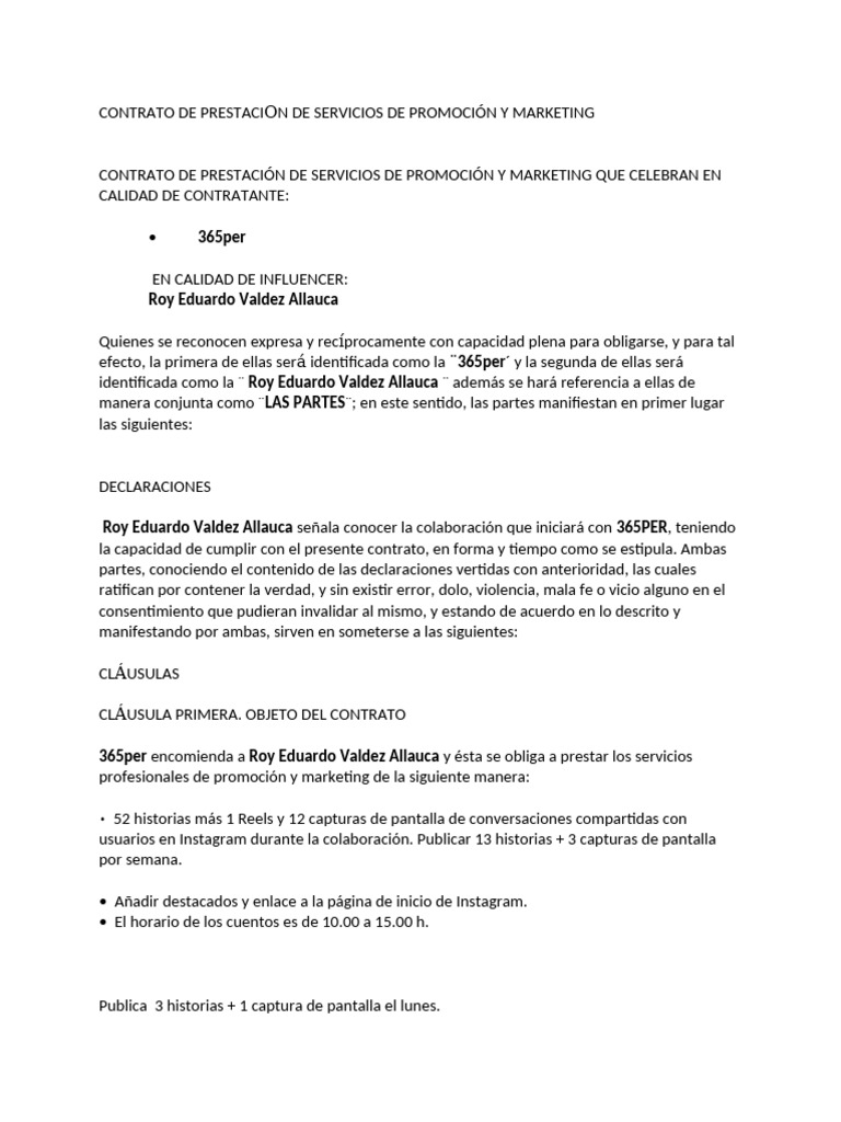 Contrato de Roy Eduardo Valdez Allauca..365per .1 | PDF