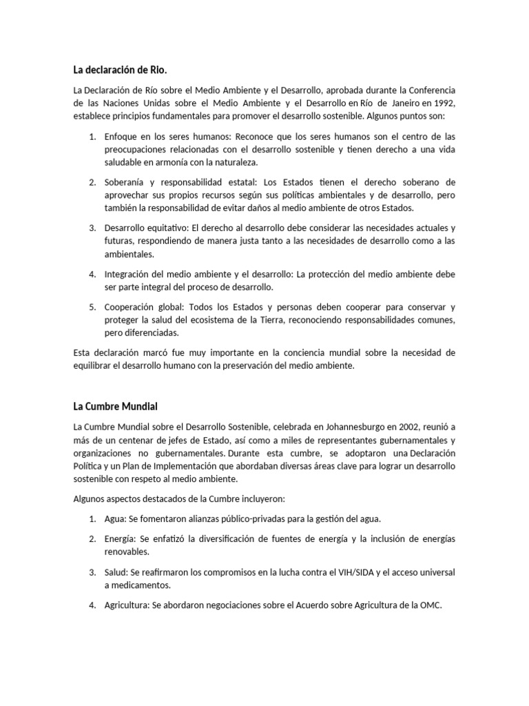 La declaración de Rio | PDF