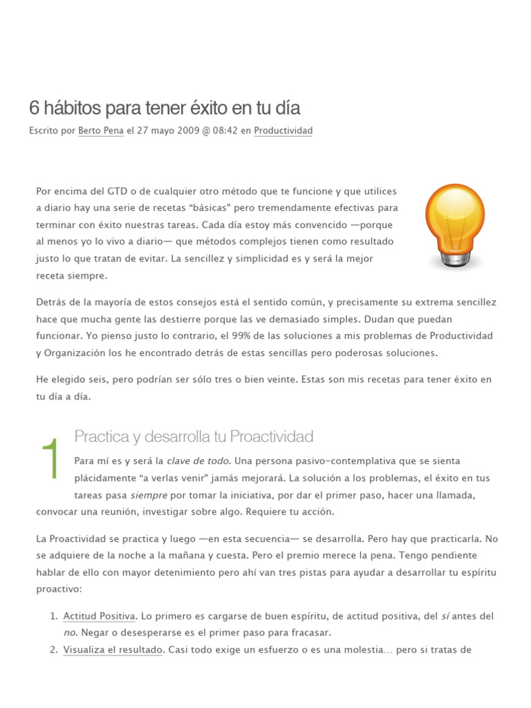 6 Hábitos para Tener Éxito en Tu Día | PDF