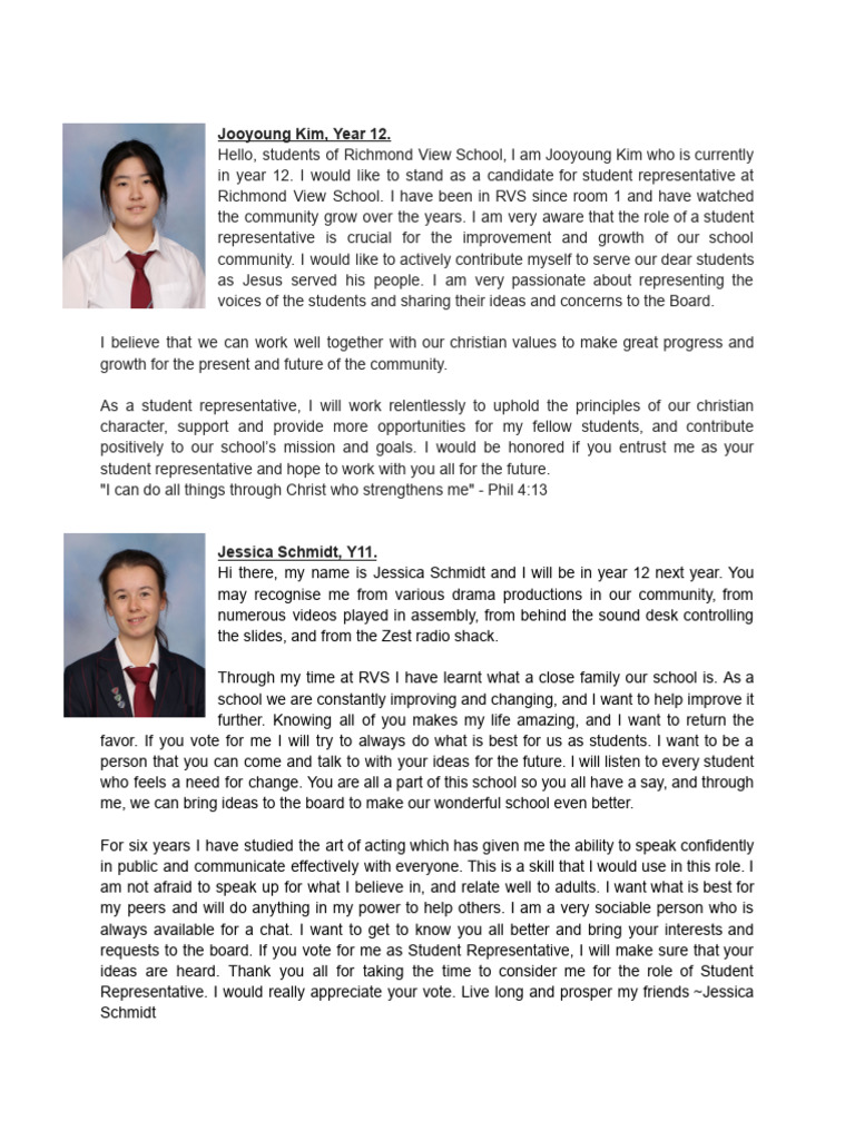 Student Candidate Statements 2024 | PDF