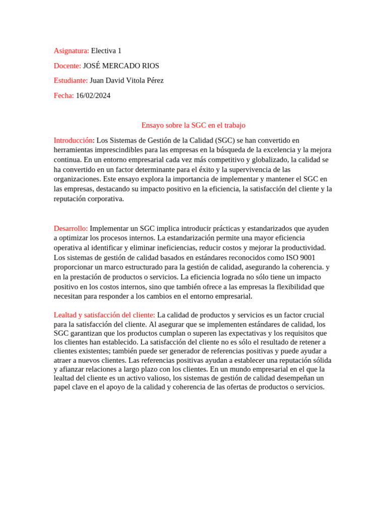 Ensayo (SGC) | PDF