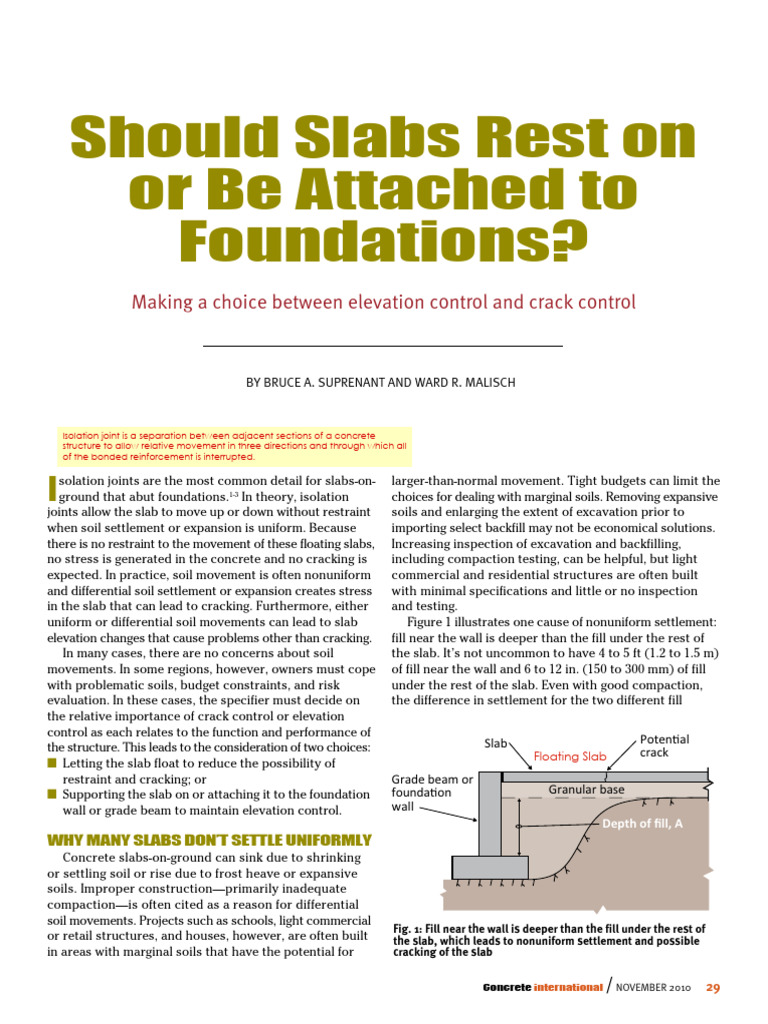 Should Slabs Rest On or Be Attached To Foundations | PDF