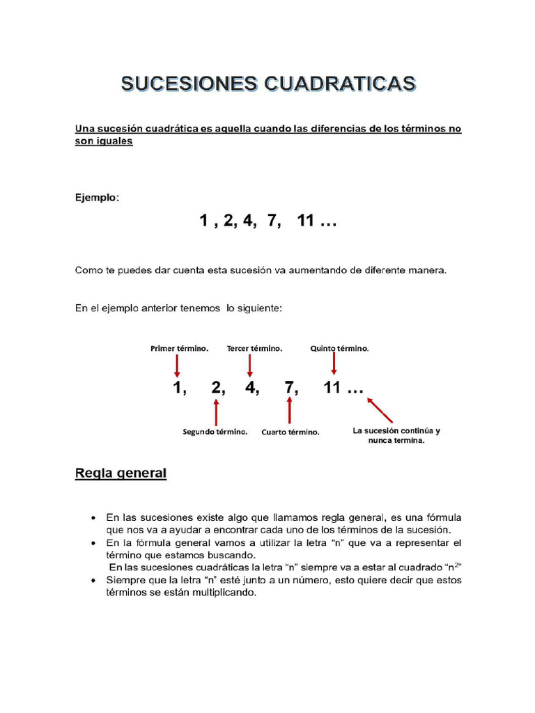 Sucesiones Cuadraticas I | PDF