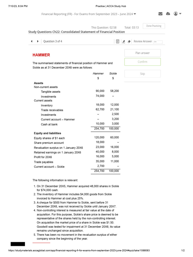 SOFP Consolidation Question | PDF