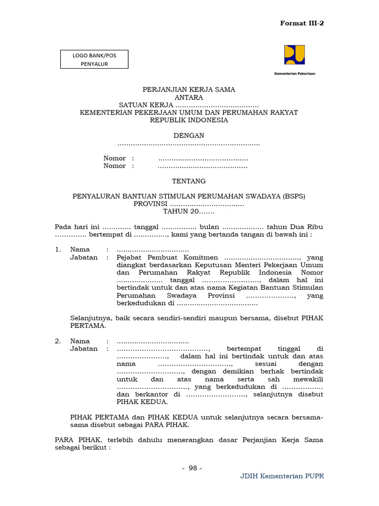 Contoh MOU Bank Penyalur | PDF