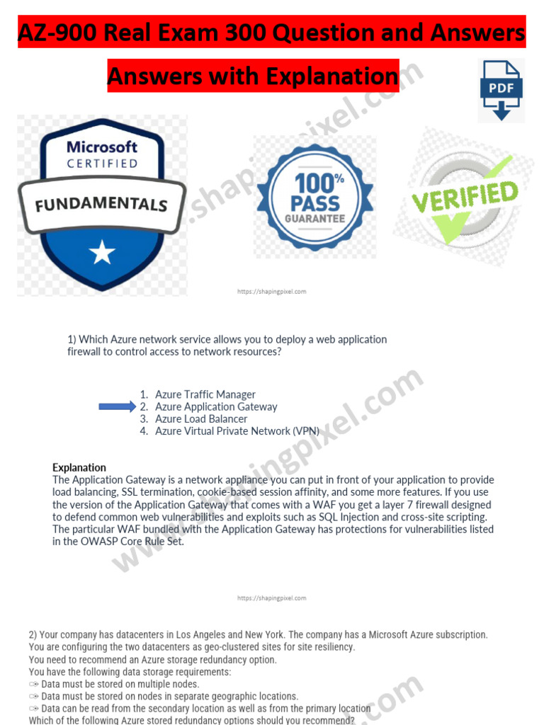 AZ-900 Azure Fundamentals Real Exam PDF PACK | PDF