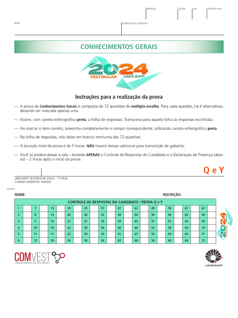 Prova Unicamp 2024 | PDF