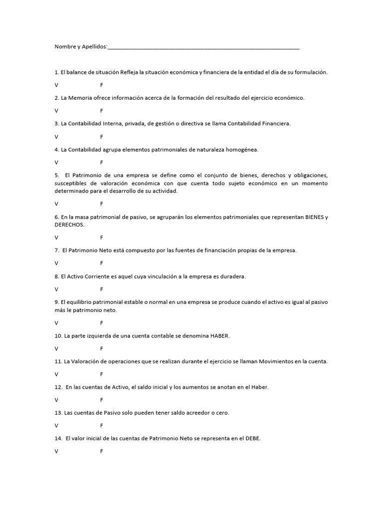 Contabilidad General. Preguntas Teã Ricas | PDF