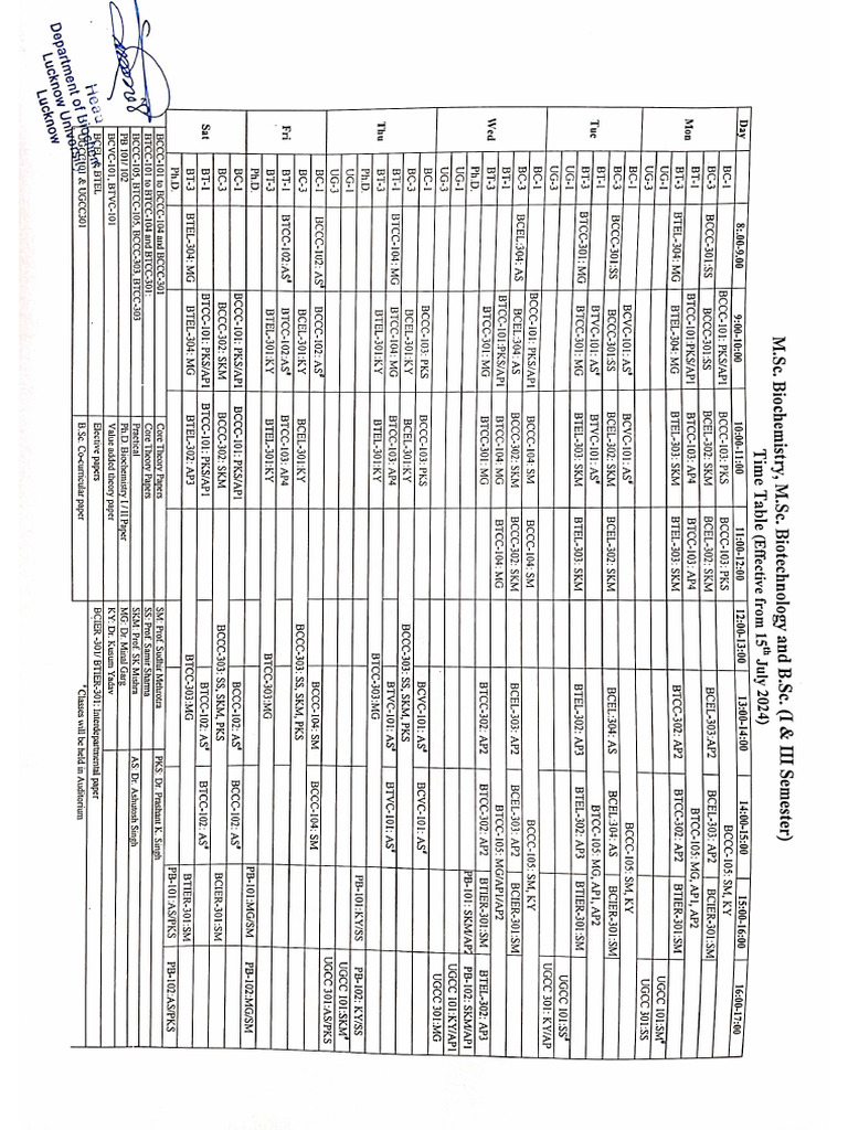 All Department Time Table | PDF